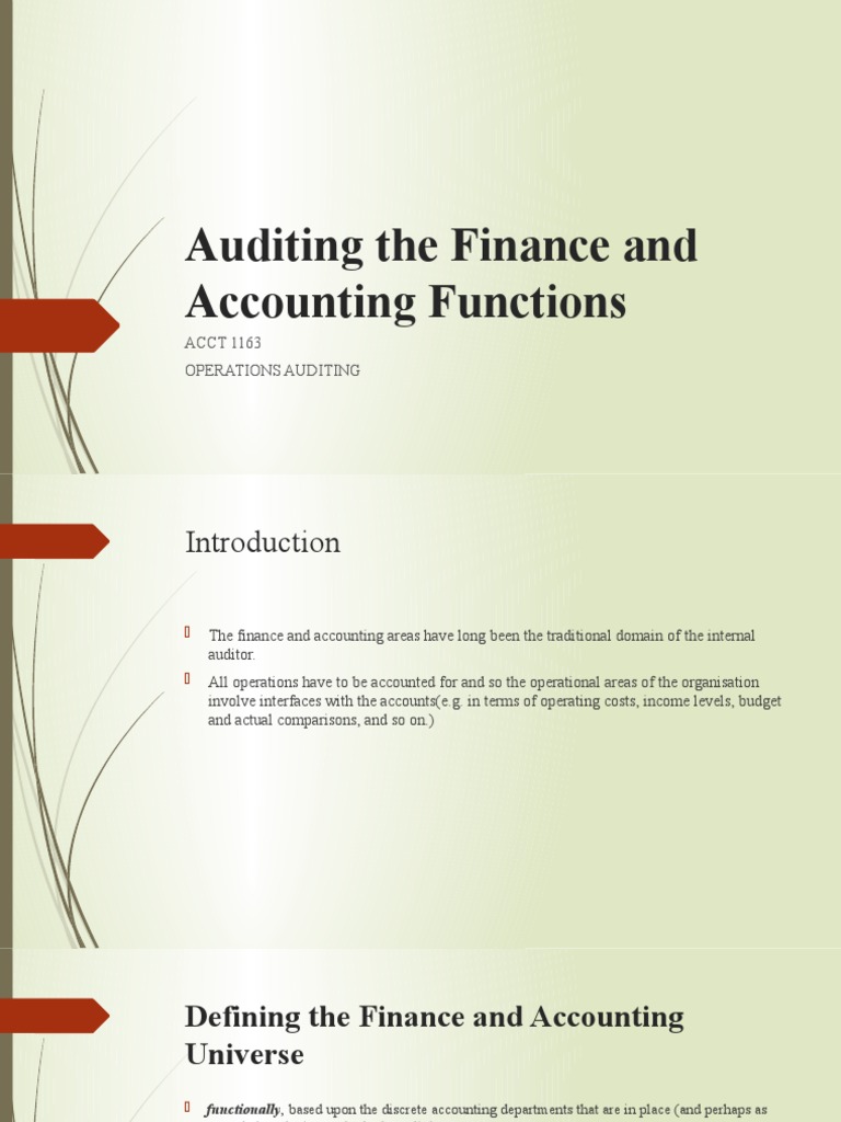 Auditing The Finance and Accounting Functions | PDF | Value Added Tax ...