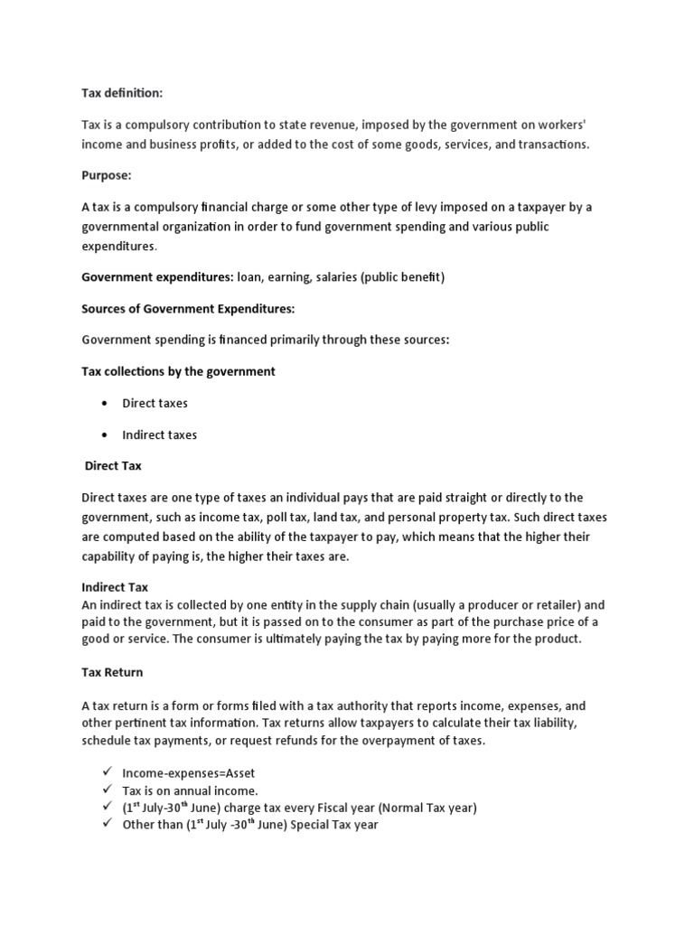 Tax Definition | PDF | Taxpayer | Tax Return (United States)