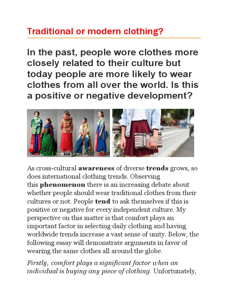 Traditional or Modern Clothing | Download Free PDF | Clothing | Human ...