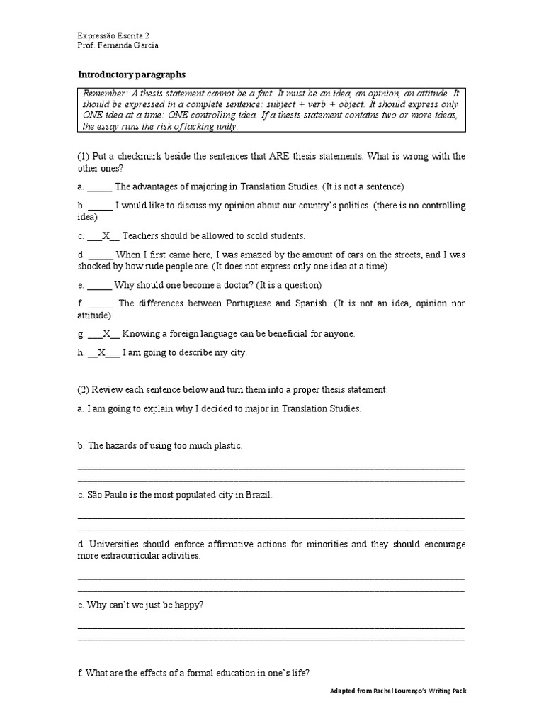 Activity 1 - Introductory Paragraphs | PDF | Communication | Human Nature