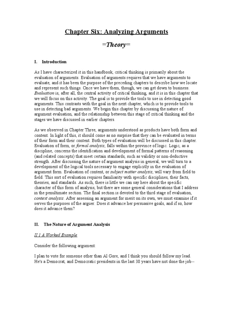 Chapter Six: Analyzing Arguments: Theory | PDF | Argument | Deductive ...