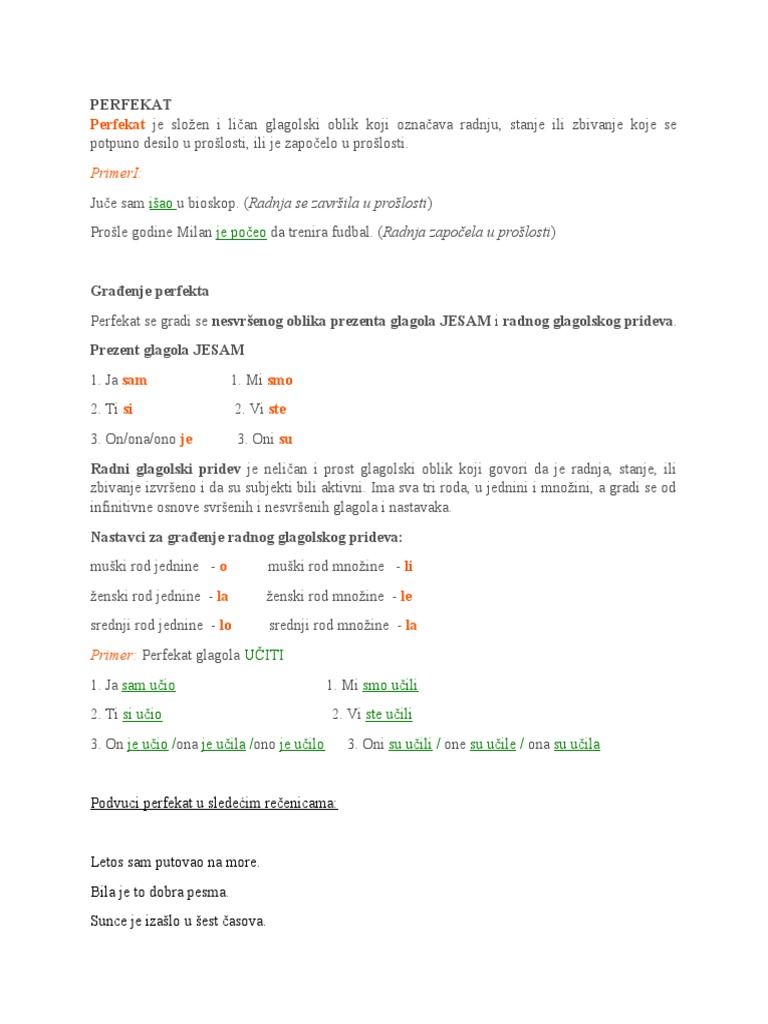 V 2 - Perfekat I Futur | PDF