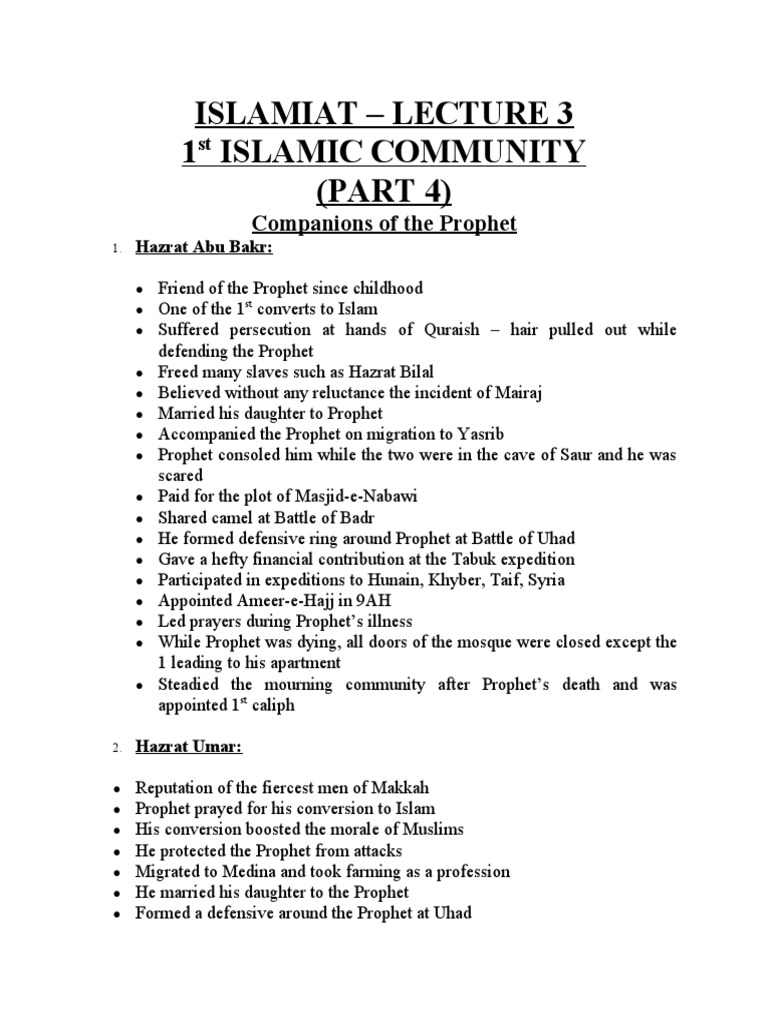 1st Islamic Community Part-4 | PDF | Muhammad | Umar