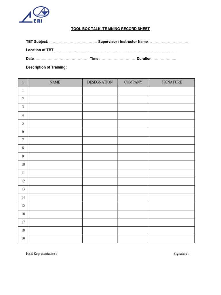 TBT and Training Record | PDF