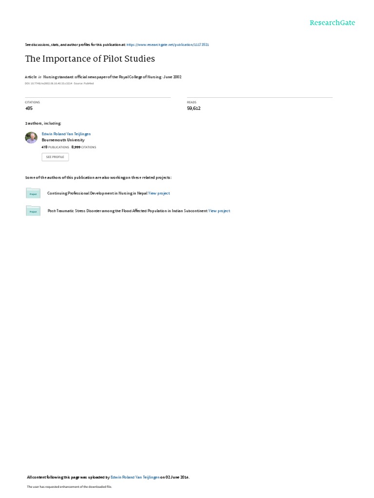 The Importance of Pilot Studies | PDF | Qualitative Research | Focus Group