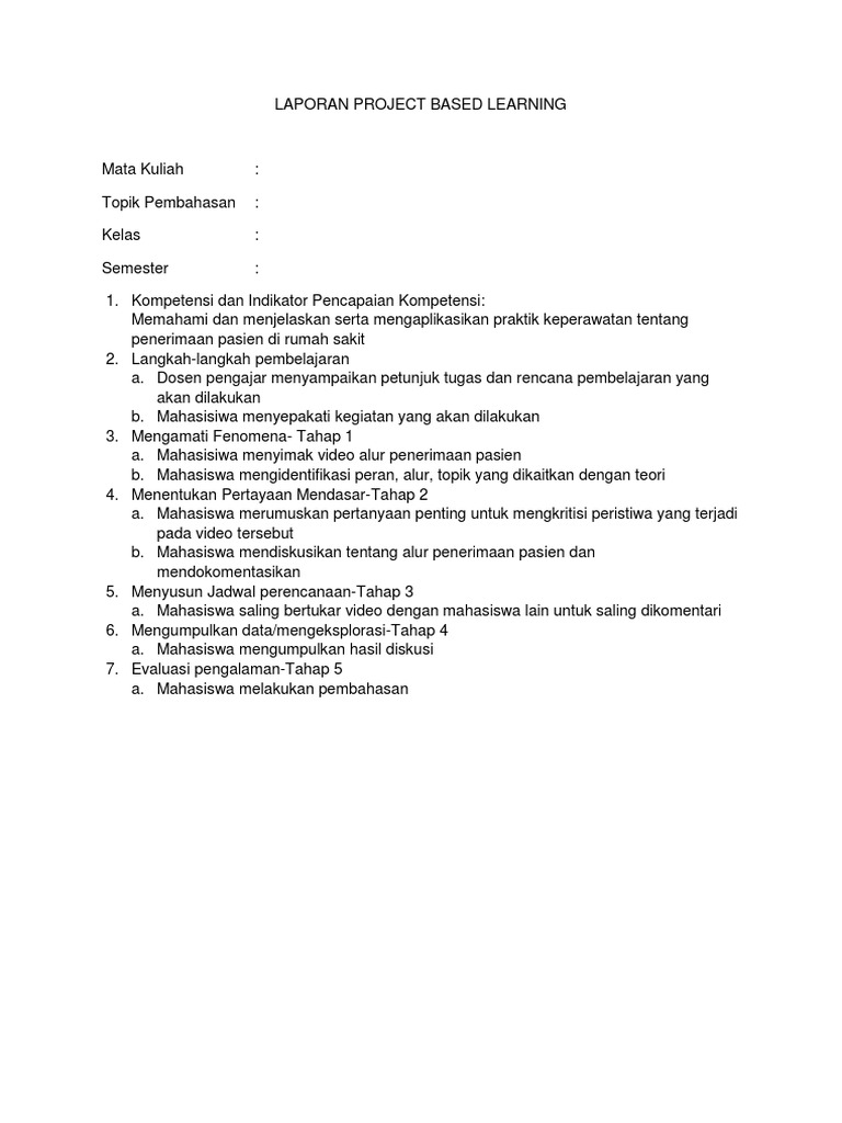 Laporan Project Based Learning | PDF