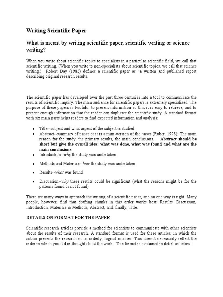 What Is Meant by Writing Scientific Paper, Scientific Writing or ...