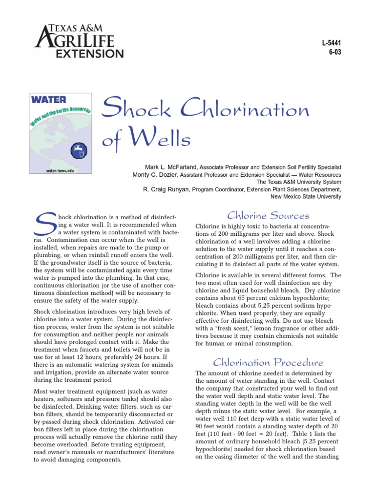 Shock Chlorination Guide for Wells | PDF | Bleach | Gallon