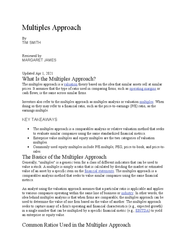 What Is The Multiples Approach? | PDF | Valuation (Finance) | Price ...