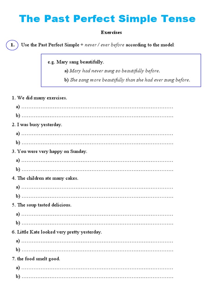 Past Perfect Simple - Exercises | PDF