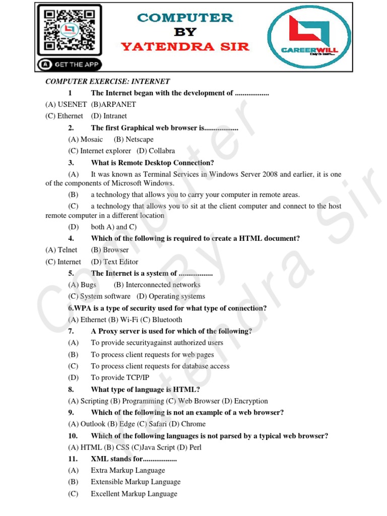 Internet Exercise (Final) | PDF | Remote Desktop Services | World Wide Web