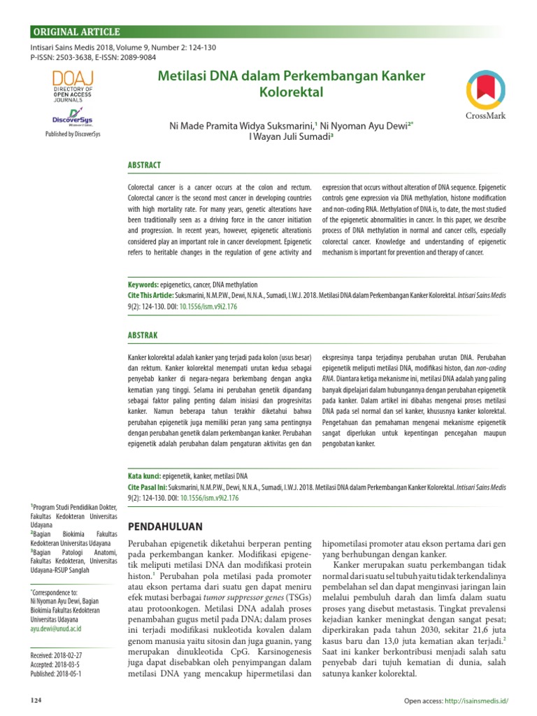 Metilasi DNA Dalam Perkembangan Kanker Kolorektal | PDF