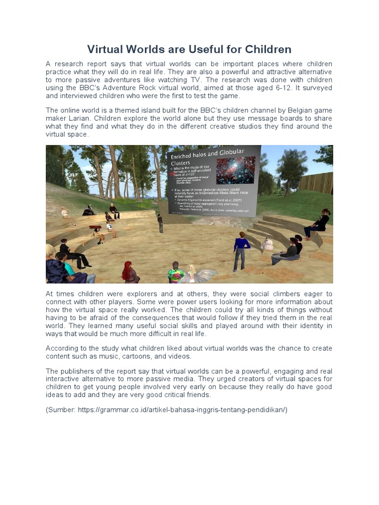 Virtual Worlds Are Useful For Children | PDF | Virtual World | Human ...
