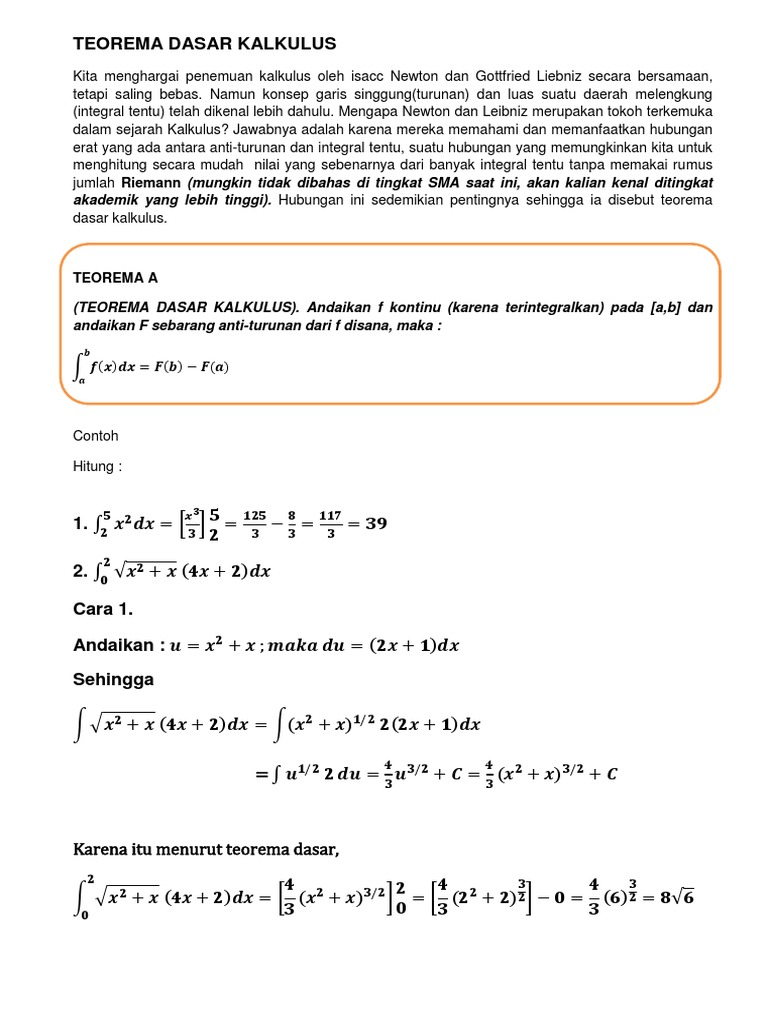 Teorema Dasar Kalkulus | PDF