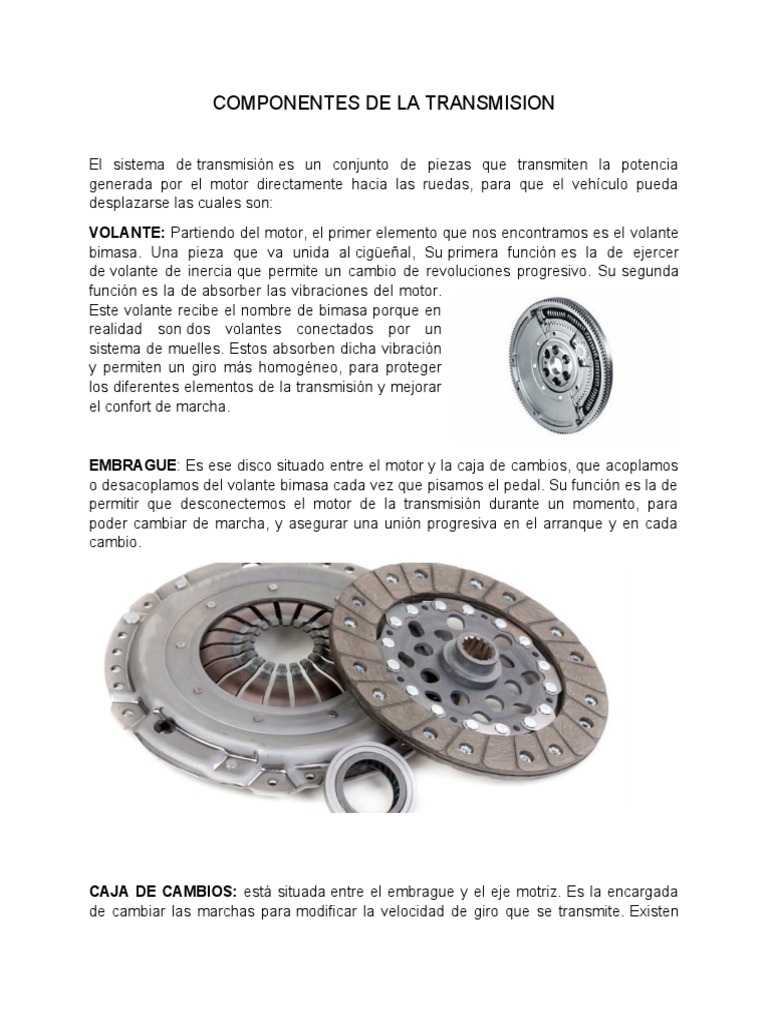 Componentes de La Transmision | PDF | Transmisión (Mecánica) | Eje