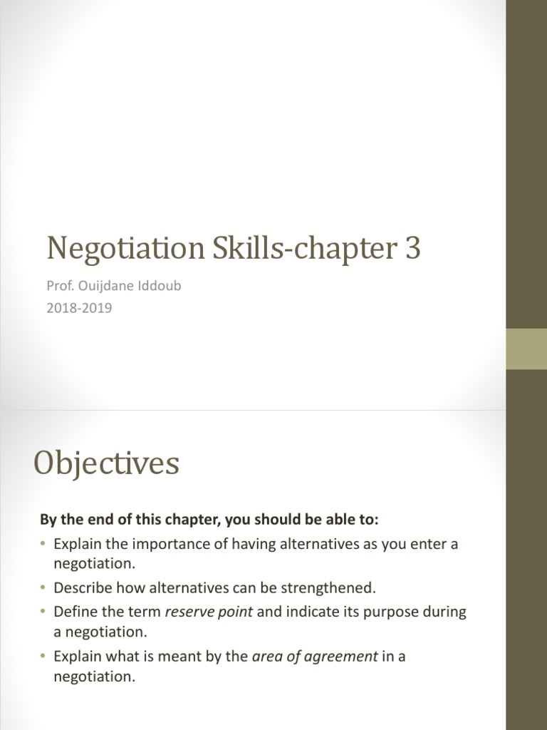 Negotiation Skills-Chapter 3: Prof. Ouijdane Iddoub 2018-2019 | PDF ...