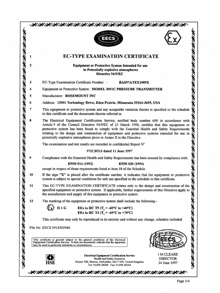 Bas 97 Atex 1089 X | PDF | Occupational Safety And Health | Safety