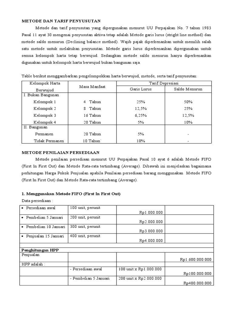 Metode Dan Tarif Penyusutan | PDF