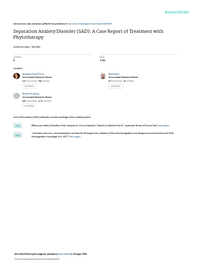 Separation Anxiety Disorder | PDF