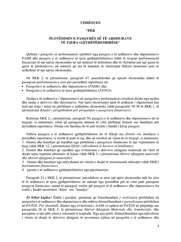 Shembuj Per Ndertimin e Pasqyres Se Te Ardhurave Te Tjera ...