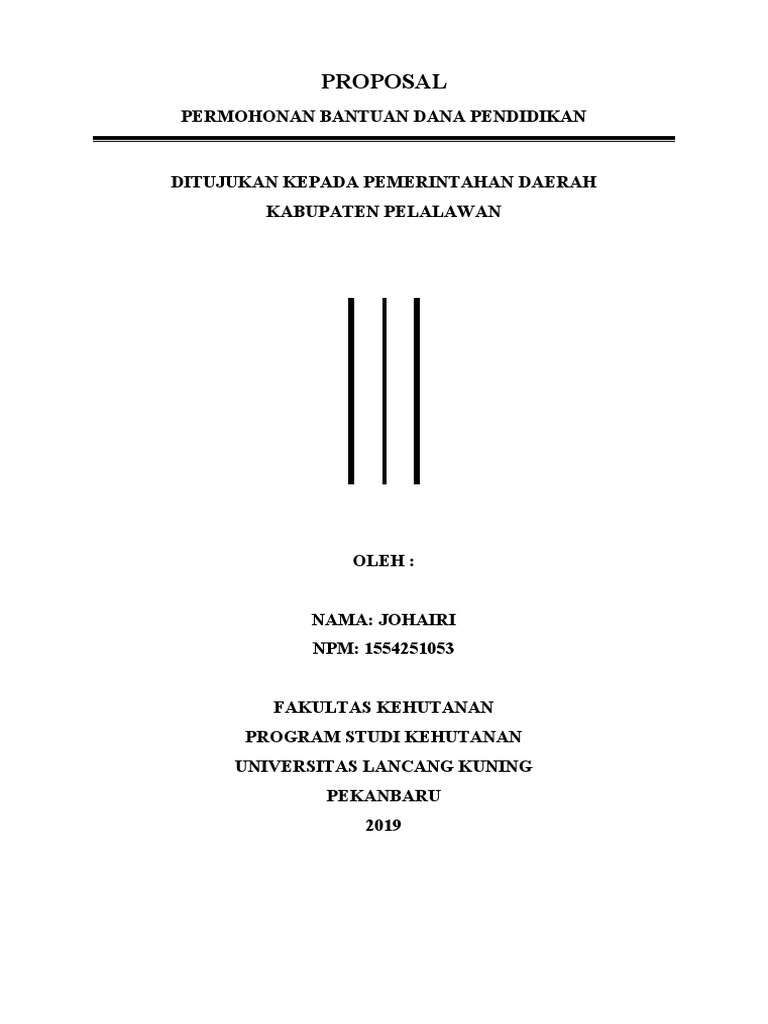 Cover Proposal Pengajuan Beasiswa Pemda Pelalawan | PDF