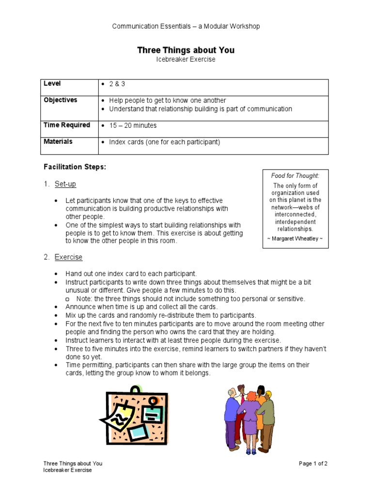 Icebreaker: Three Things About You | PDF | Learning | Human Communication