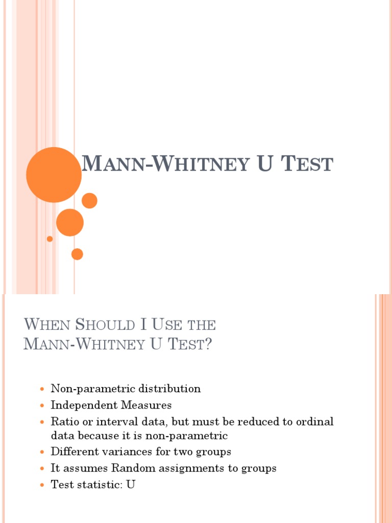 Mann-Whitney U Test Advanced Stat | PDF | Mann–Whitney U Test | Null ...