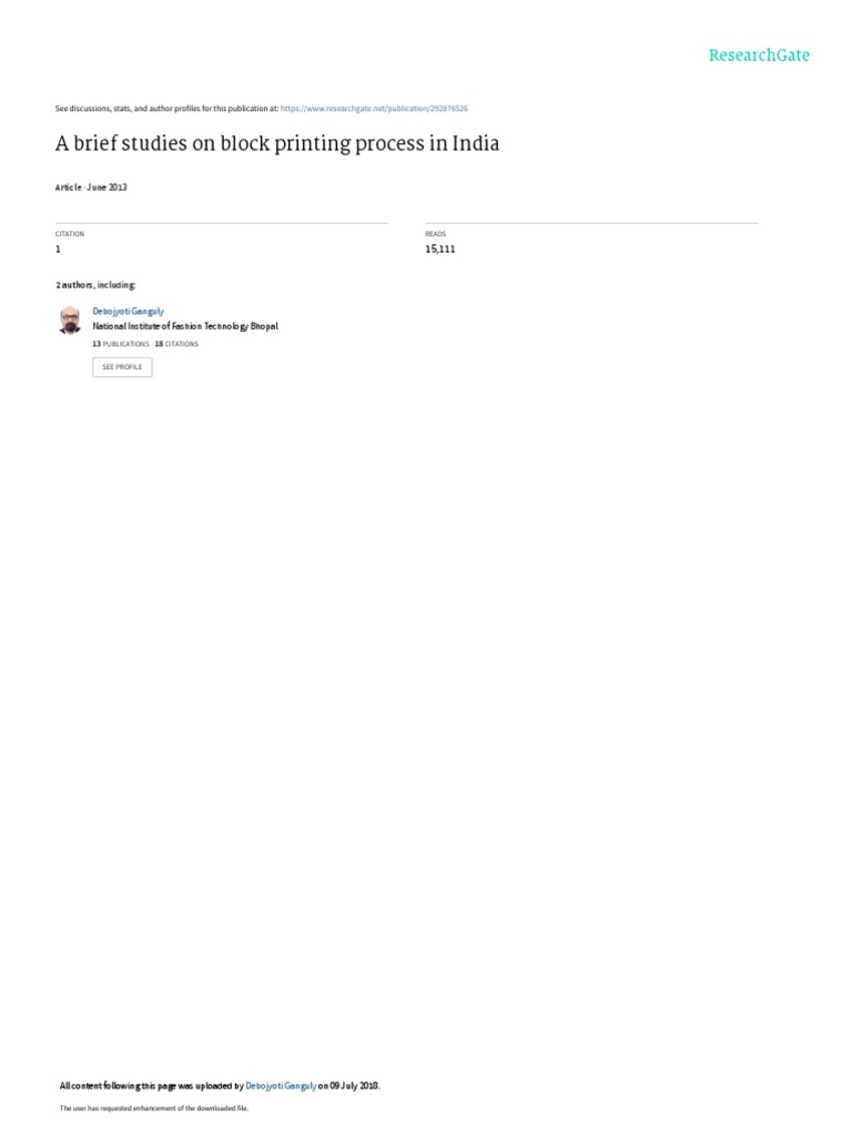 Block Printing Process in India | PDF | Dye | Textiles