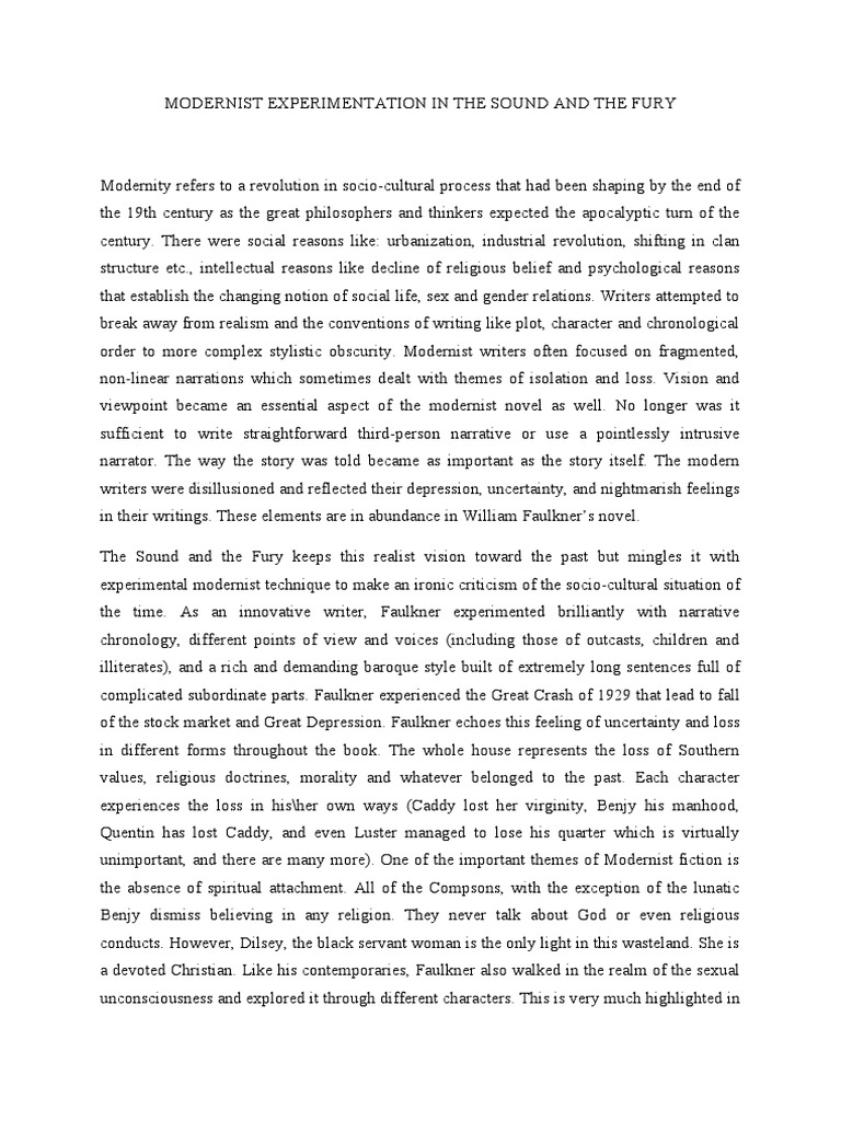 Modernist Techniques in Faulkner's Novel | PDF | Narration | Science