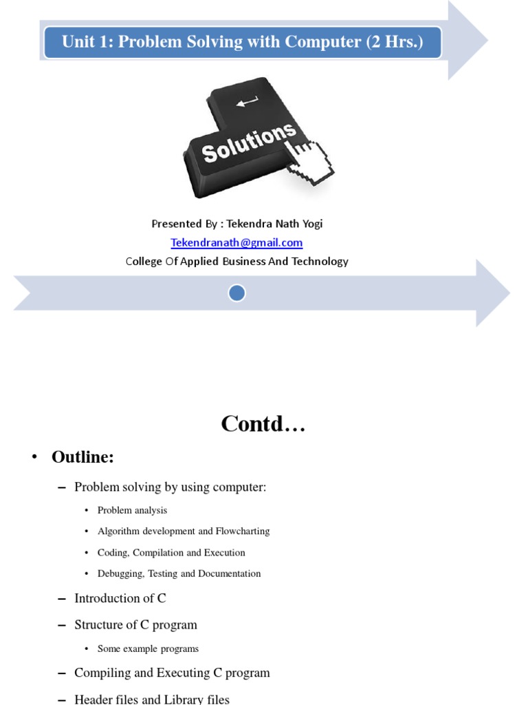 Unit 1 Problem Solving With Computer 2 Hrs Pdf Computer Program Programming