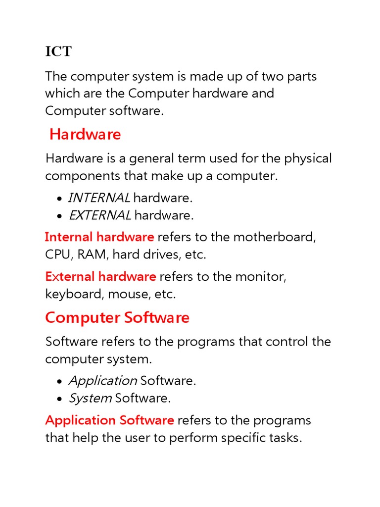Ict Notes | PDF | Graphical User Interfaces | Computer Hardware