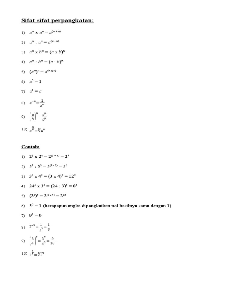 Sifat2 Perpangkatan | PDF
