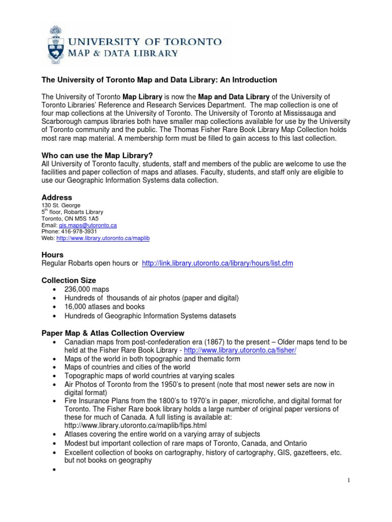 The University of Toronto Map and Data Library: An Introduction | PDF ...