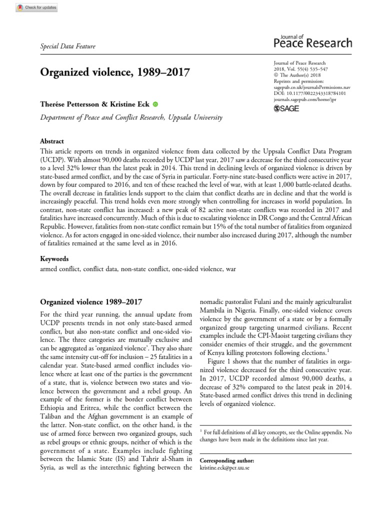 Organized Violence, 1989 2017 PDF | PDF | Conflict (Process) | Military