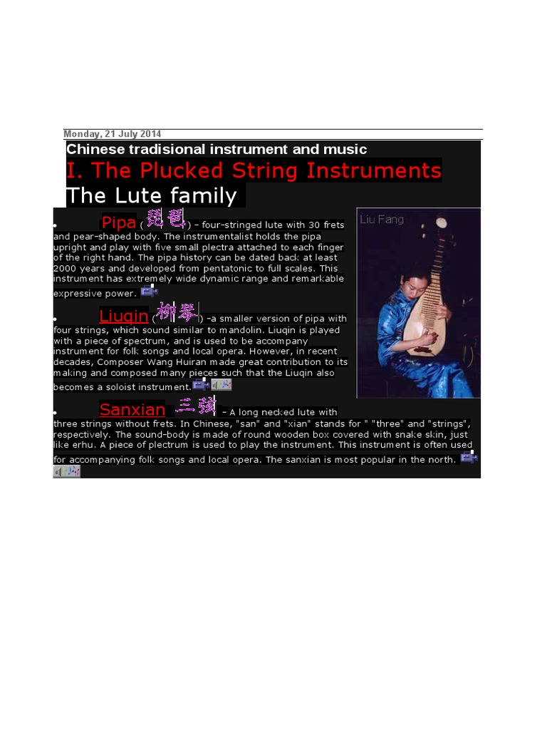 Traditional Chinese String Instruments | PDF | Chordophones | String ...