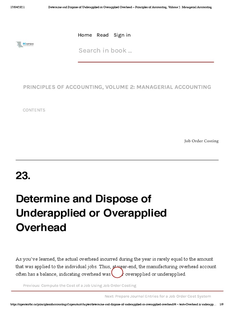 Over/Under Applied Overhead Explained | PDF | Debits And Credits | Cost ...