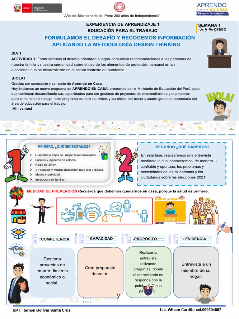 ACTIVIDAD EPT 3° y 4° SEMANA 1_ | PDF | Ciencia cognitiva | Sicología