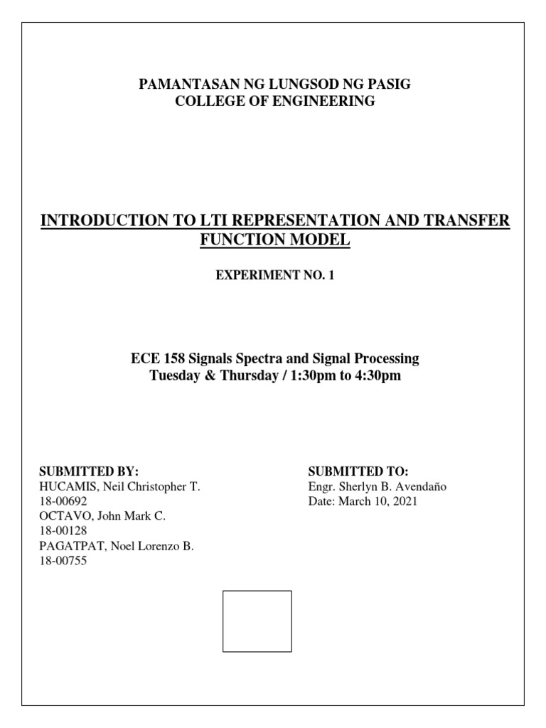 Introduction To LTI Representation and Transfer Function | PDF ...