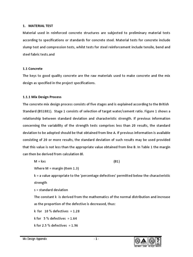 Material Test: Mix Design Appendix | PDF | Construction Aggregate ...
