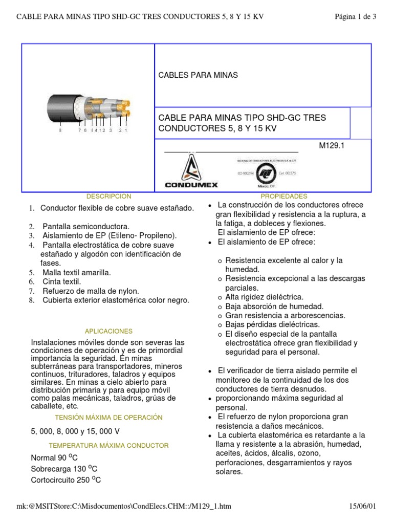 Cable SHD-GC, 5KV, 8KV y 15KV | PDF | Electricidad | Electromagnetismo