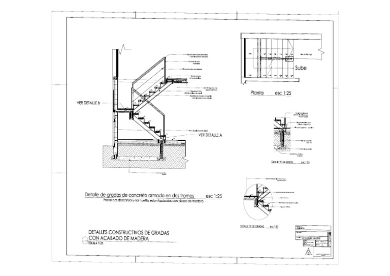 Detalle de Gradas Plano | PDF | Elementos arquitectónicos | Materiales ...