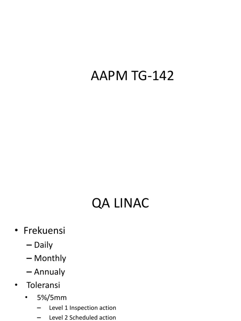 Aapm TG-142 | PDF