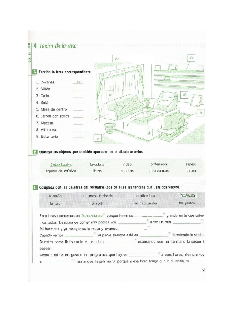 Vocabulario de La Casa. Español para Extranjeros. Nivel A2 | PDF