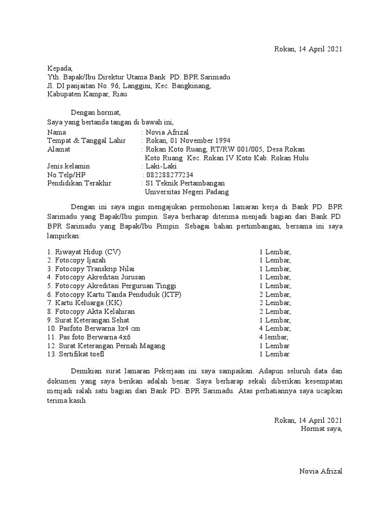 Surat Permohonan | PDF