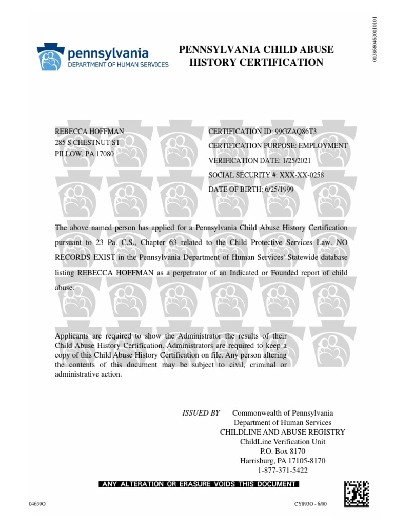 Child Abuse Clearance | PDF