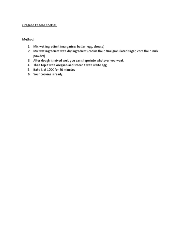 Oregano Cheese Cookie Recipe | PDF