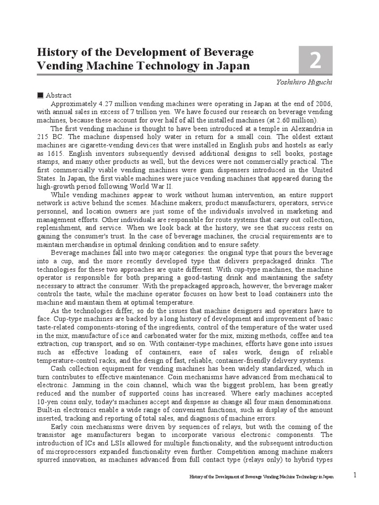 History of The Development of Beverage Vending Machine Technology in ...