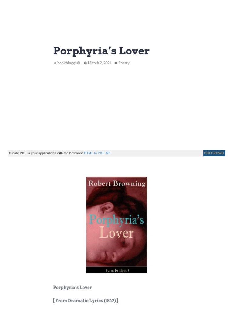 Porphyrias - Lover Poem Critical Analysis | PDF