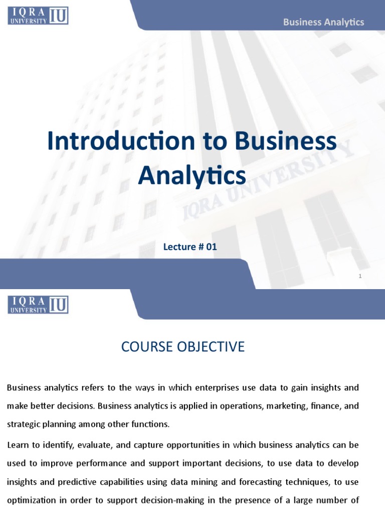 Introduction To Business Analytics | PDF | Predictive Analytics | Analytics