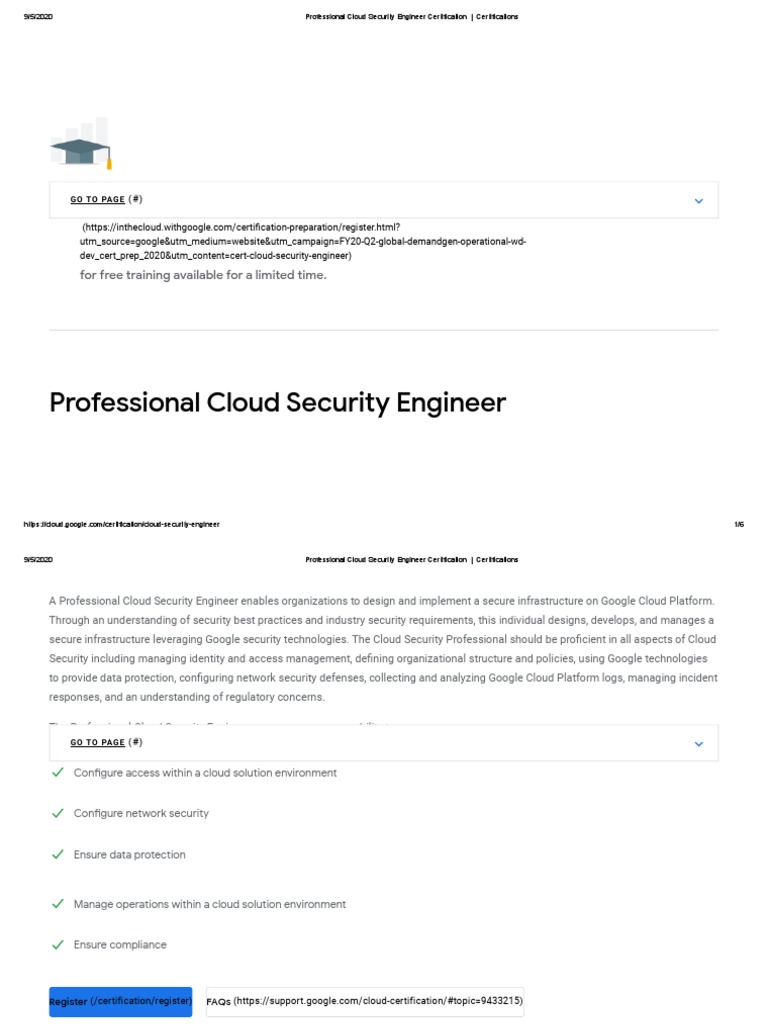 Professional Cloud Security Engineer Certification-Info | PDF | Cloud Computing | Engineer